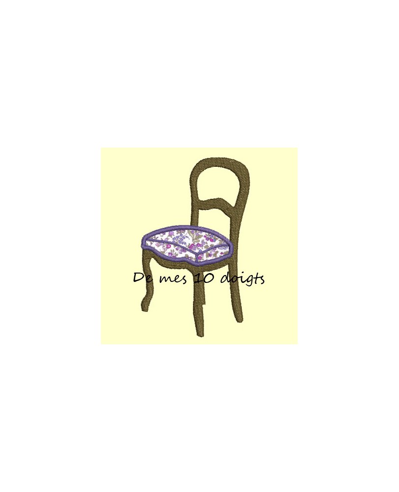 Motif broderie machine appliqué chaise